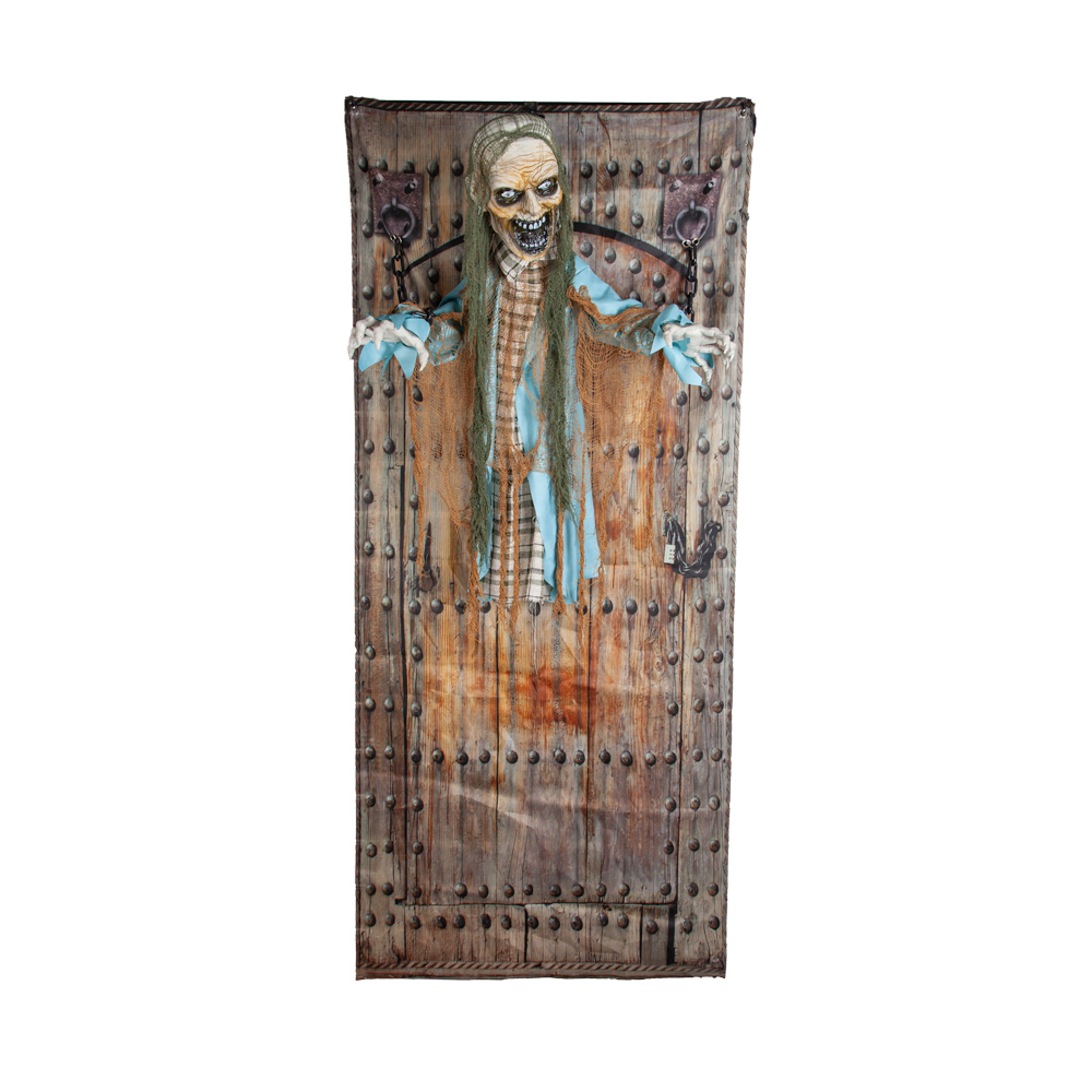 Animated Zombie Chained to Door Halloween Prop - The Mad Hatter